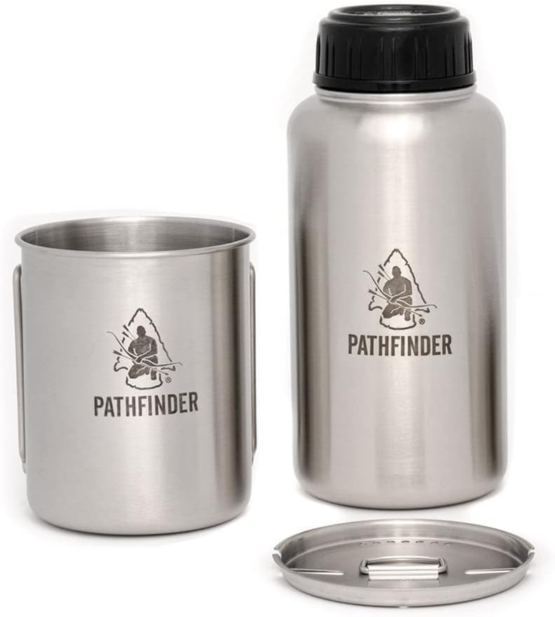 Pathfinder Stainless Steel 32oz Wide Mouth Water Bottle and Nesting Cup ...