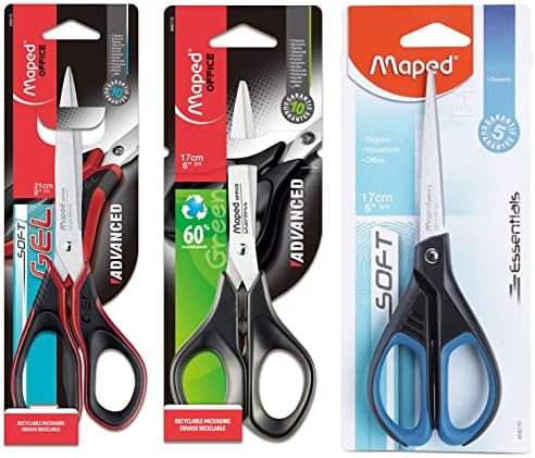 Maped Essential Soft 17cm Scissor & Maped Soft Gel Advance 21cm Scissor ...