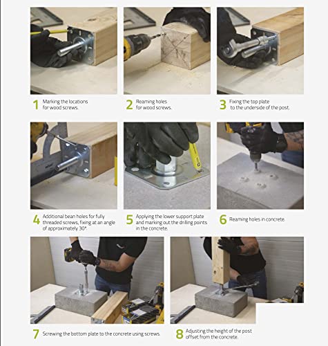 Heavy Duty Yellow Galvanised Adjustable 100-150mm Elevated Post Base ...