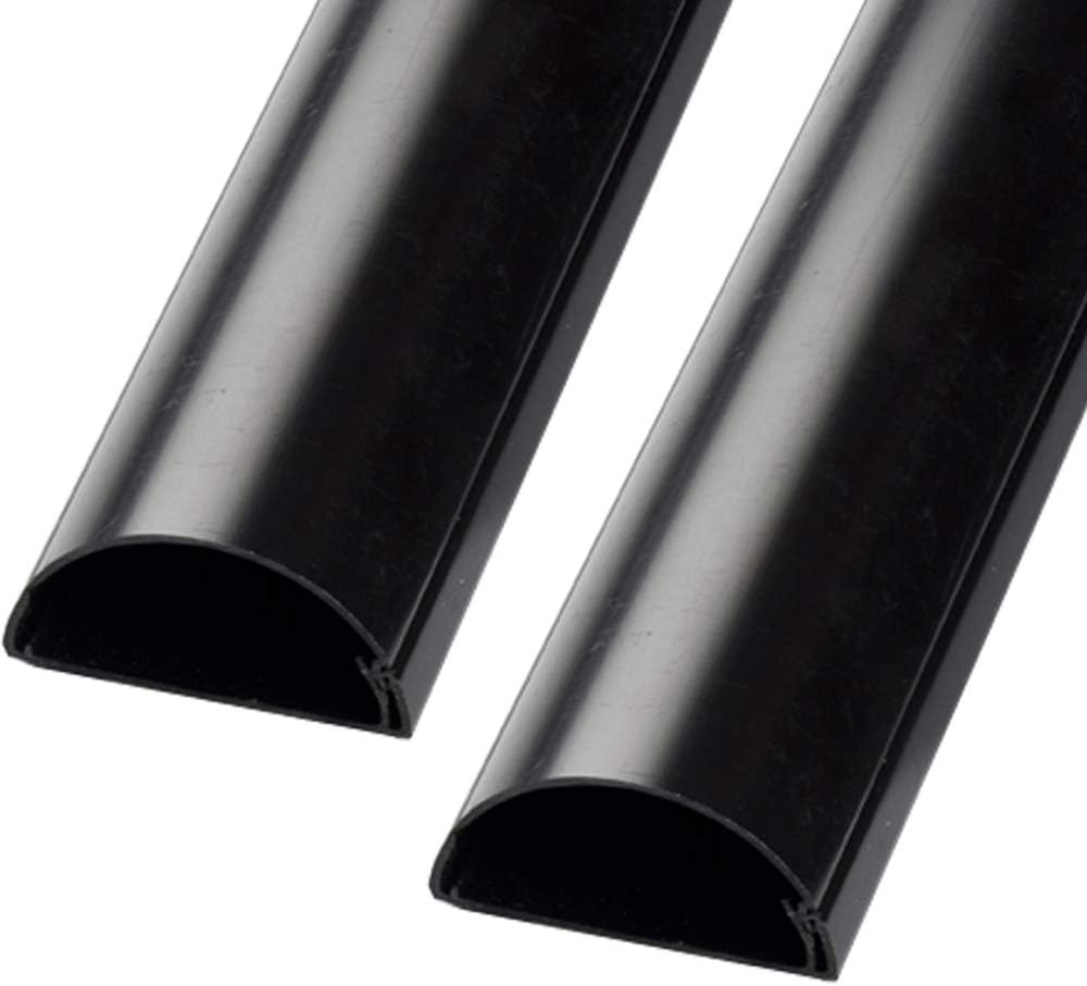 2m (2x 100cm) – 16mm x 8mm Black Trunking | HALF ROUND Cable Conduit ...
