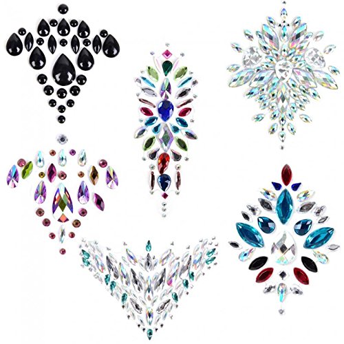 Amazon.com : 6 Sets Body Jewelry Sticker Crystal Nipple Sticker ...