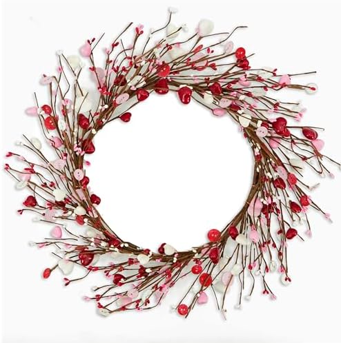 Amazon.com: AMF0RESJ Valentine's Day Wreath Pink Heart Shaped Berry ...