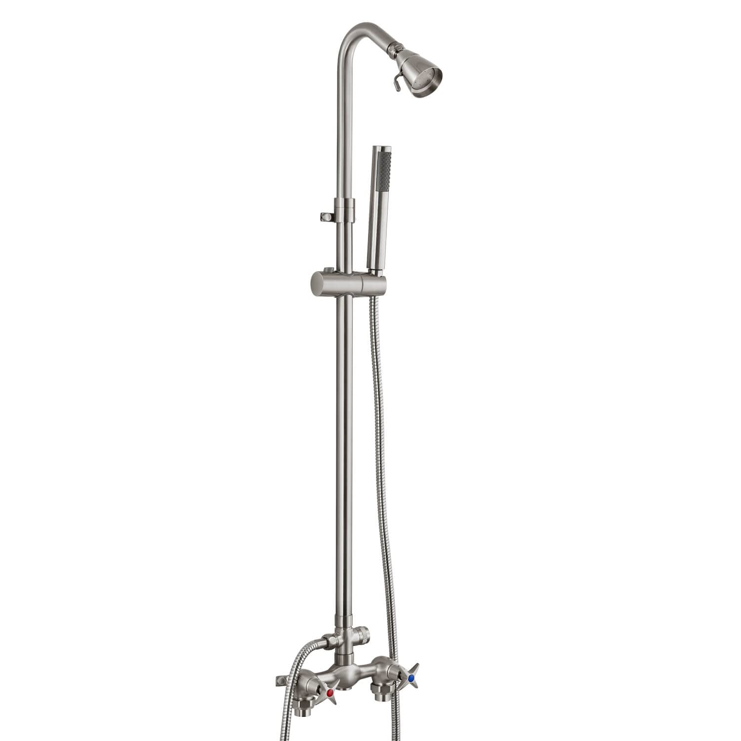 Cinwiny Brushed Nickel Wall Mounted Exposed Shower Fixtures with Hand ...