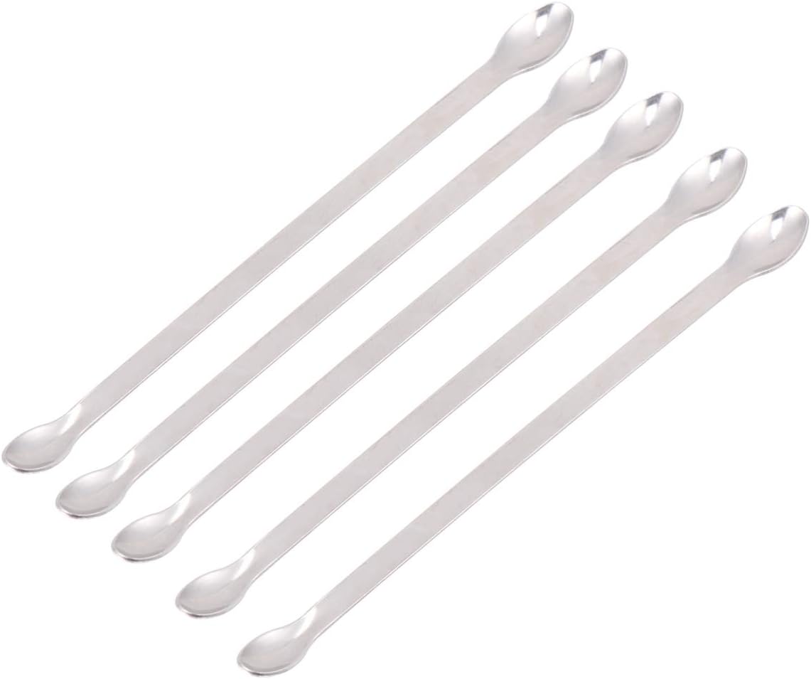 Healifty 5Pcs 20cm Micro Lab Scoop Spoon Stainless Steel Double-headed ...