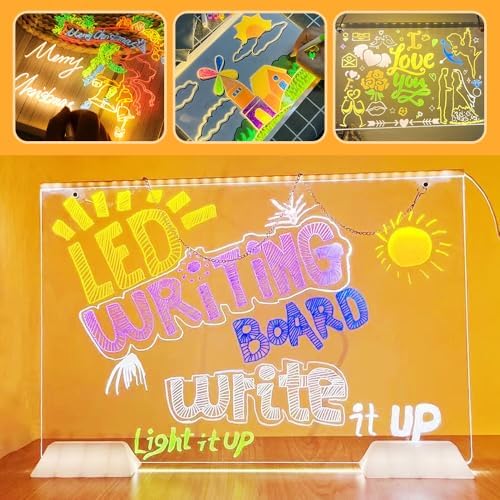 Amazon.com : LED Note Board with 7 Colors, Light up Acrylic Message ...