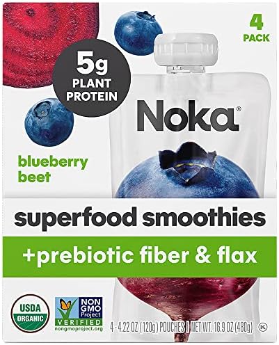 Amazon.com : Noka Superfood Smoothie Pouches (Blueberry Beet) 4 Pack ...