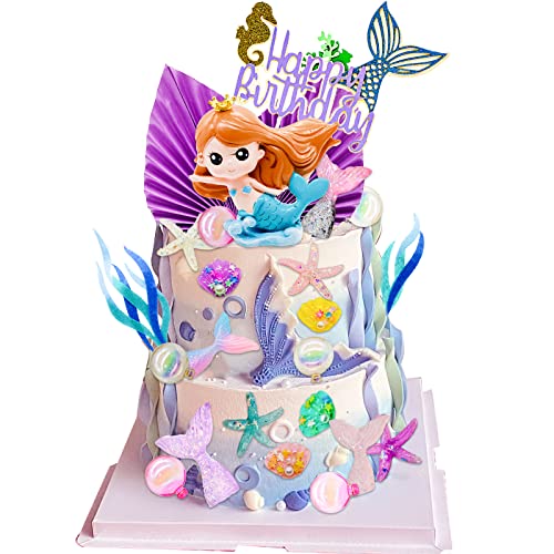 Lukinuo Mermaid Under the Sea Cake Toppers 24pcs Little Cute Mermaid ...