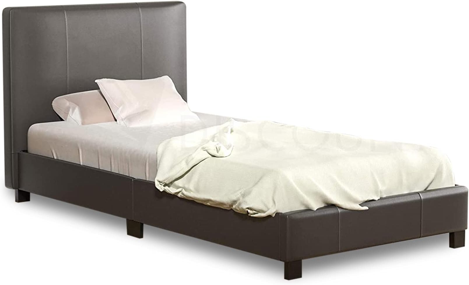 GFW Faux Leather Bed Frame With Padded Headboard H Stitch Design ...