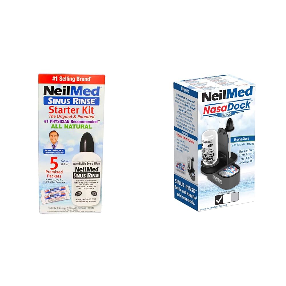 Amazon.com: NeilMed Sinus Rinse Starter Kit (Pack of 2) & NasaDock Plus ...
