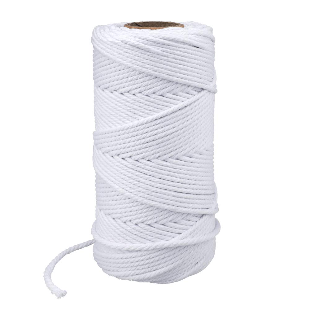 KINGLAKE Macrame Cord 4mm, 100m White Cotton String Twine for Crafts ...