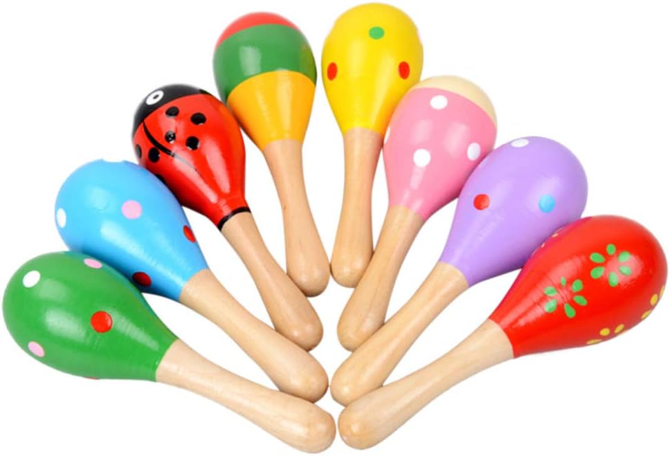 Toyvian Wooden Maracas Sand Hammer Baby Music Rattles Shaker Early ...