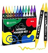 Amazon.com: Arrtx Acrylic Pens Paint Markers 32 Colors, Dual Tip ...