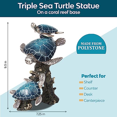 Snapklik.com : Sea Turtle Statue Triple Turtles Swimming On A Coral ...