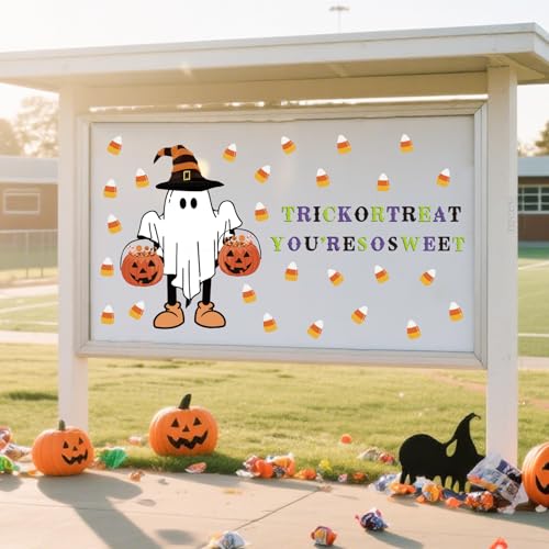 Whaline 62Pcs Halloween Bulletin Board Set Pumpkin Ghost Candy Corn ...