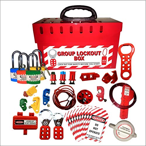 safety house loto Group Lockout Tagout Loto Kit, 19 Set, Red : Amazon ...