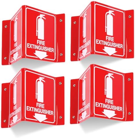 T&R Fire Extinguisher Sign, Fire Extinguisher with Down Arrow - 4 Pack ...