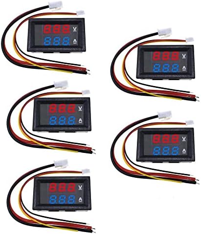 5pcs 0.28inch Red Blue LED DC 0-100V 10A Digital Voltmeter Ammeter Dual ...