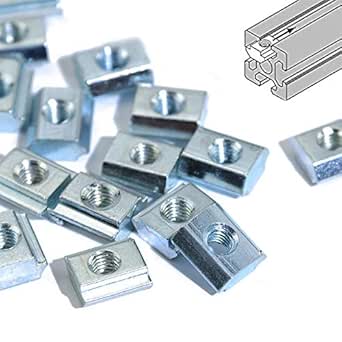 KOOTANS 100pcs 2020 Series Sliding T Nuts Metric M3 Thread Slide in Hammer Head T-Nut for ...