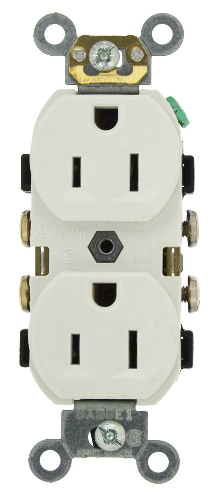 Leviton CR15-W 15-Amp, 125-Volt, Narrow Body Duplex Receptacle ...