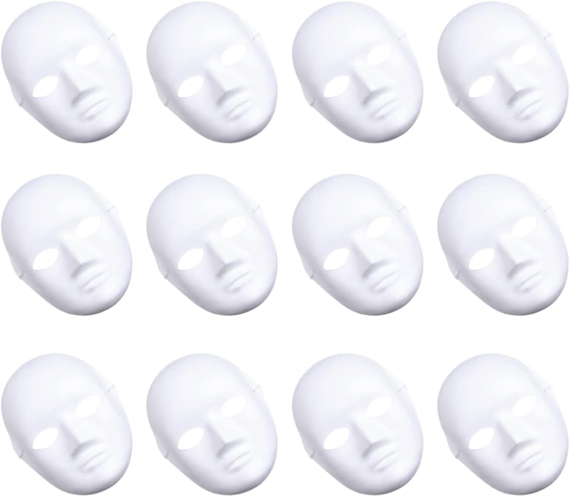 Amazon.com: Tinksky 12pcs Female Full Face Halloween Costumes DIY Blank ...