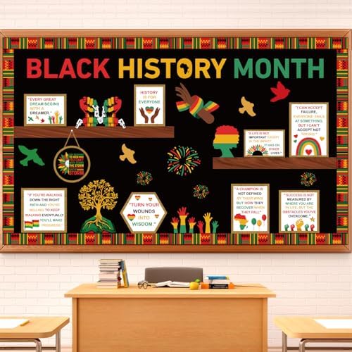 Amazon.com: Black History Month Bookshelf Bulletin Board Decorations ...
