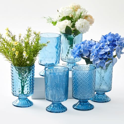 Amazon.com: Ninehaoou 6 Pcs (H: 7" W: 4") Embossed Flower Vase Pedestal ...