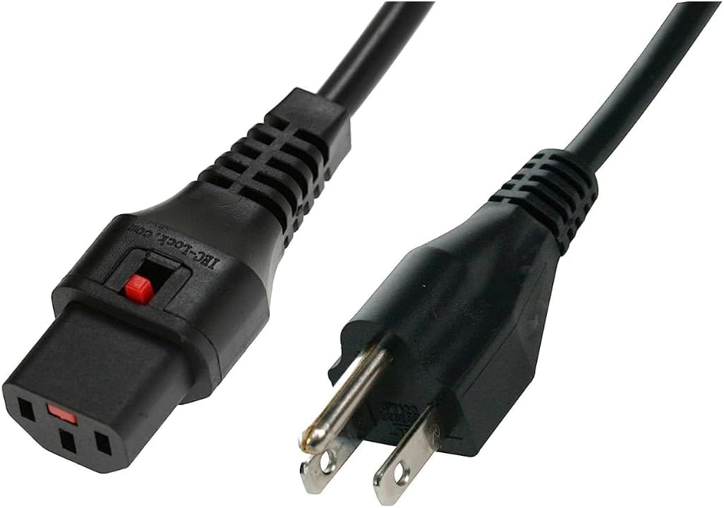 Amazon.com: CL60360-LOCK 6FT Self Locking IEC-Lock Power Cord 5-15P to ...