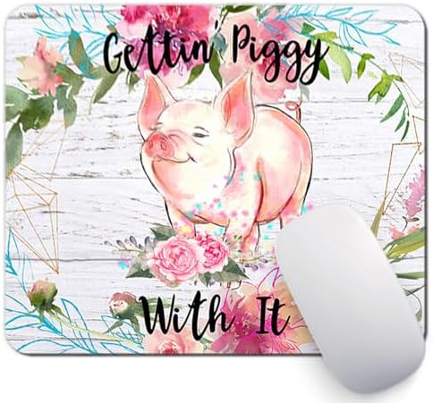Amazon.com: Gettin' Piggy with It Funny Pig Mouse Pad Pink Flowers on ...