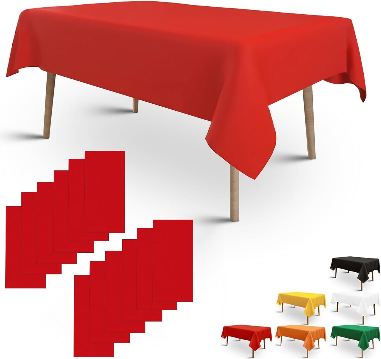 Amazon.com: FULDGAENR Red Plastic Tablecloth, Disposable Red Table ...