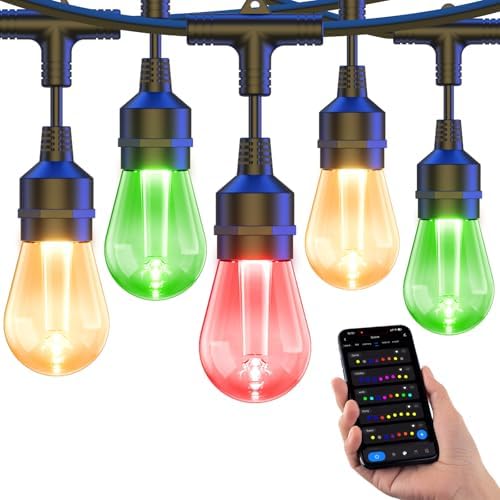 XMCOSY+ Smart Outdoor String Lights, 123Ft Patio Lights Waterproof, App ...