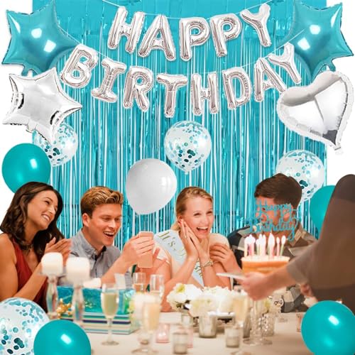 Snapklik.com : Happy Birthday Decorations Teal Blue Birthday ...