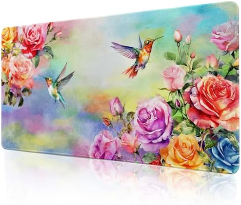 Amazon.com: Colorful Large Mouse Pad, Pink Floral Desk Mat for Desktop ...