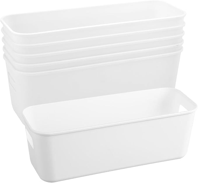 6 Pcs Plastic Storage Boxes, Stackable Storage Organiser Boxes Small ...