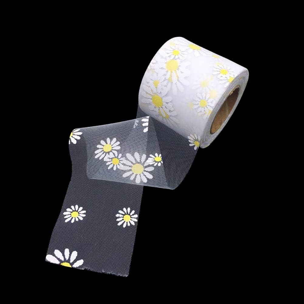 Amazon.com: UUYYEO 25 Yard 6cm White Chiffon Polyester Daisy Flower ...