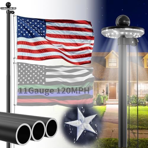 Amazon.com : FFILY Heavy Duty Flag Pole, 25 FT 12 Gauge Extra Thick ...