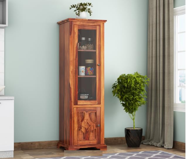 NEW LOOK FURNITURE Solid sheesham Wood Kitchen Crockery Cabinet with 3 ...
