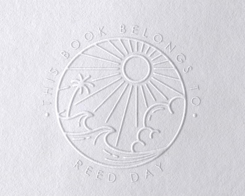 Amazon.com: Personalised Book Stamp Embosser, Beach Lover Gift ...