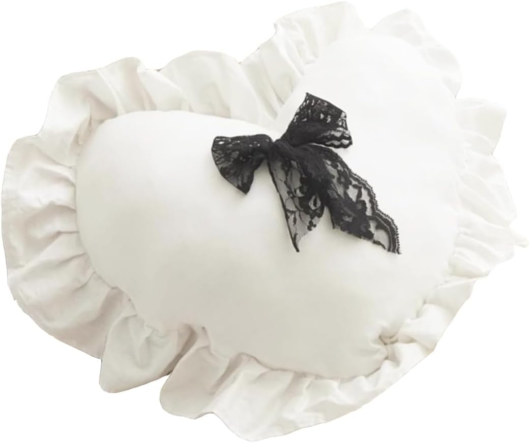 Amazon.com: FZETVN Heart Ruffled Throw Pillow,Velvet Heart Throw Pillow ...