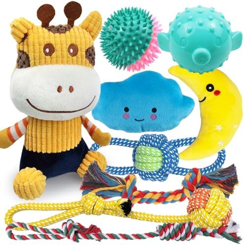 Sundrawy Dog Toys, Plush Squeak Stuffed Puppy Toy, Ropes with Balls for ...