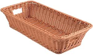 Amazon.com: Low Rectangle Plastic Woven Basket with Handles : Home ...