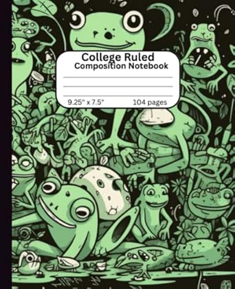 College Ruled Paper Composition Notebook Fun Green Frogs, 104 pages ...