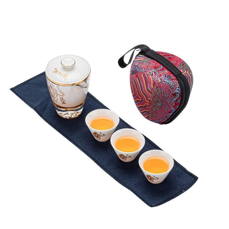 Amazon.com | TGTAKDS Ceramic Portable tea set，Porcelain Chinese Gongfu ...