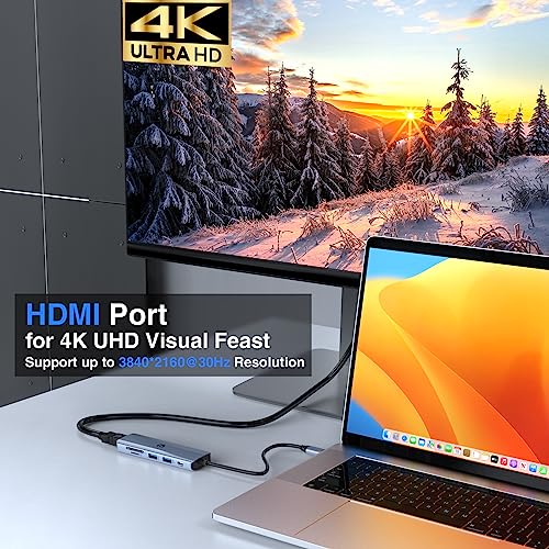 HOPDAY 6-in-1 USB C Multiport Adapter: Macbook Pro/Air, 4K HDMI Output ...