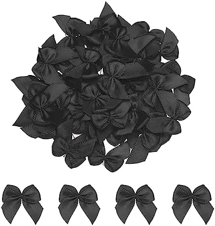 Amazon.com: MECCANIXITY 50Pcs Mini Ribbon Bow 1" Mini Fabric Satin ...