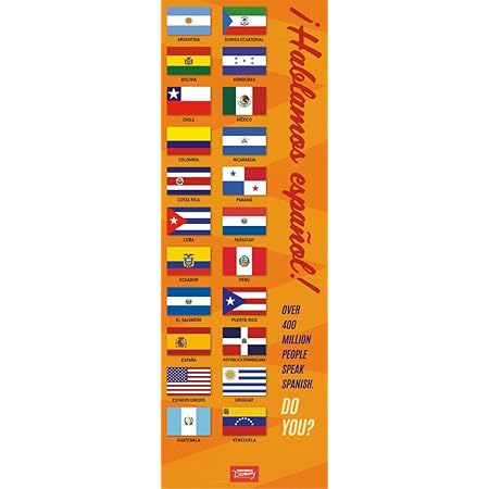 Amazon.com : We Speak Spanish Flags Skinny Poster : Office Products