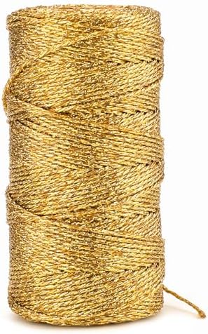 jijAcraft 100M Gold Twine String, Gold Thread Twist Ties with Coil ...