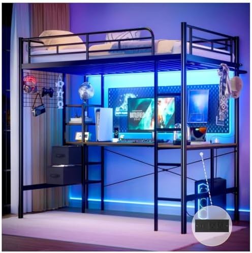 FABATO Litera Base Cama Individual - Escritorio en L Estación Carga ...