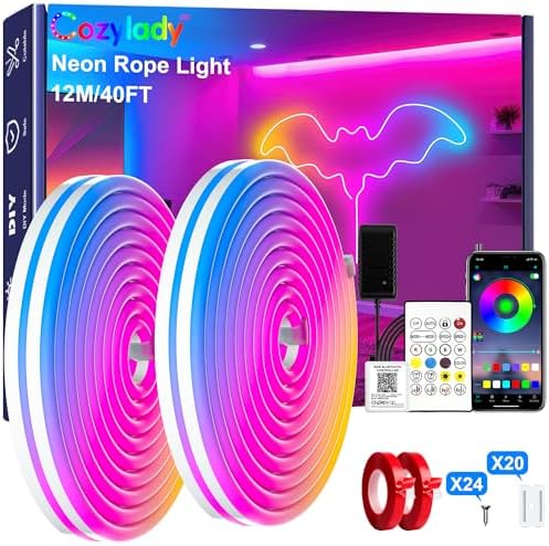 Amazon.com: Cozylady RGB Neon LED Rope Lights, Waterproof Bluetooth APP ...