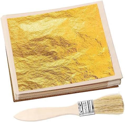 200 Sheets Gold Leaf Sheets, 9.5 x 8.5 cm Imitation Gold Leaf Gold Foil ...
