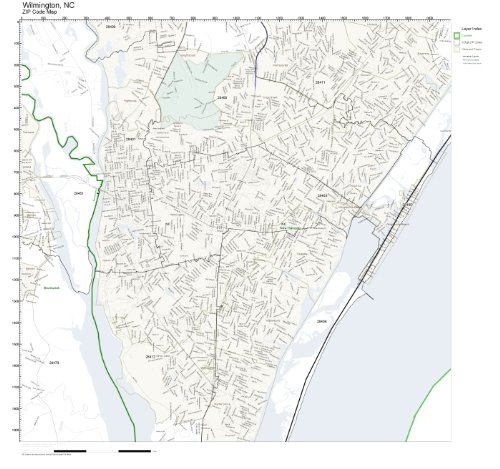Amazon.com : ZIP Code Wall Map of Wilmington, NC ZIP Code Map Laminated ...